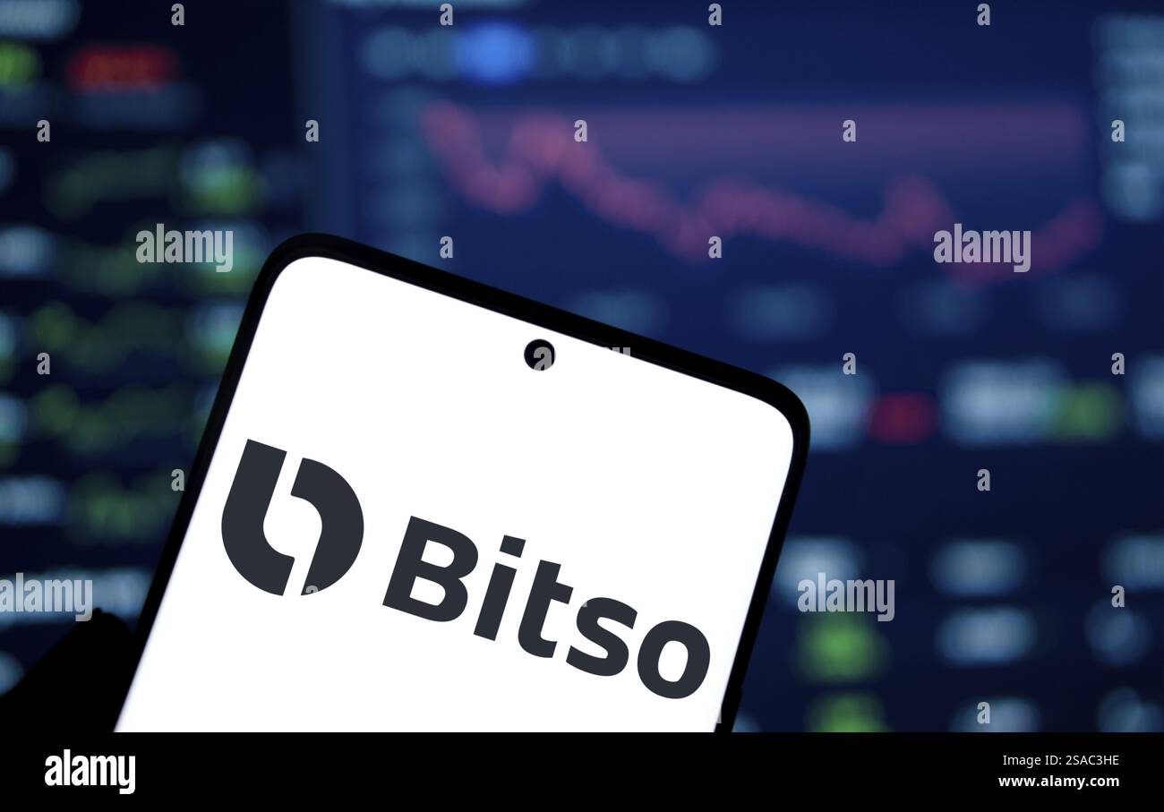 Bitso logo is displayed on smartphone. Bitso began as a global ...