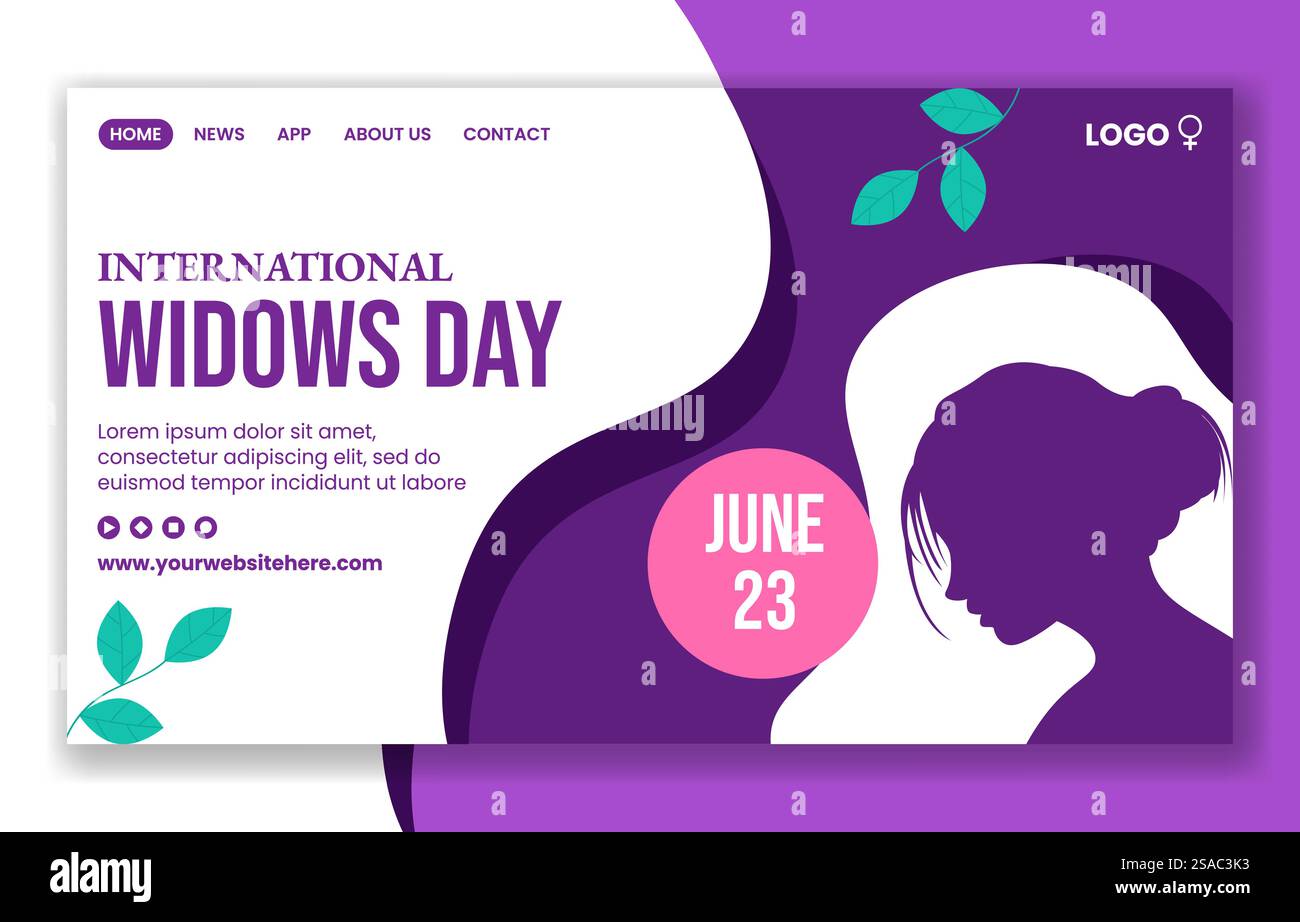 Widows Day Social Media Landing Page Cartoon Hand Drawn Templates ...