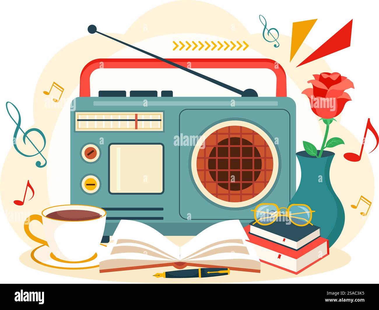 Retro Radio Vector Illustration with Player Style for Record, Old ...