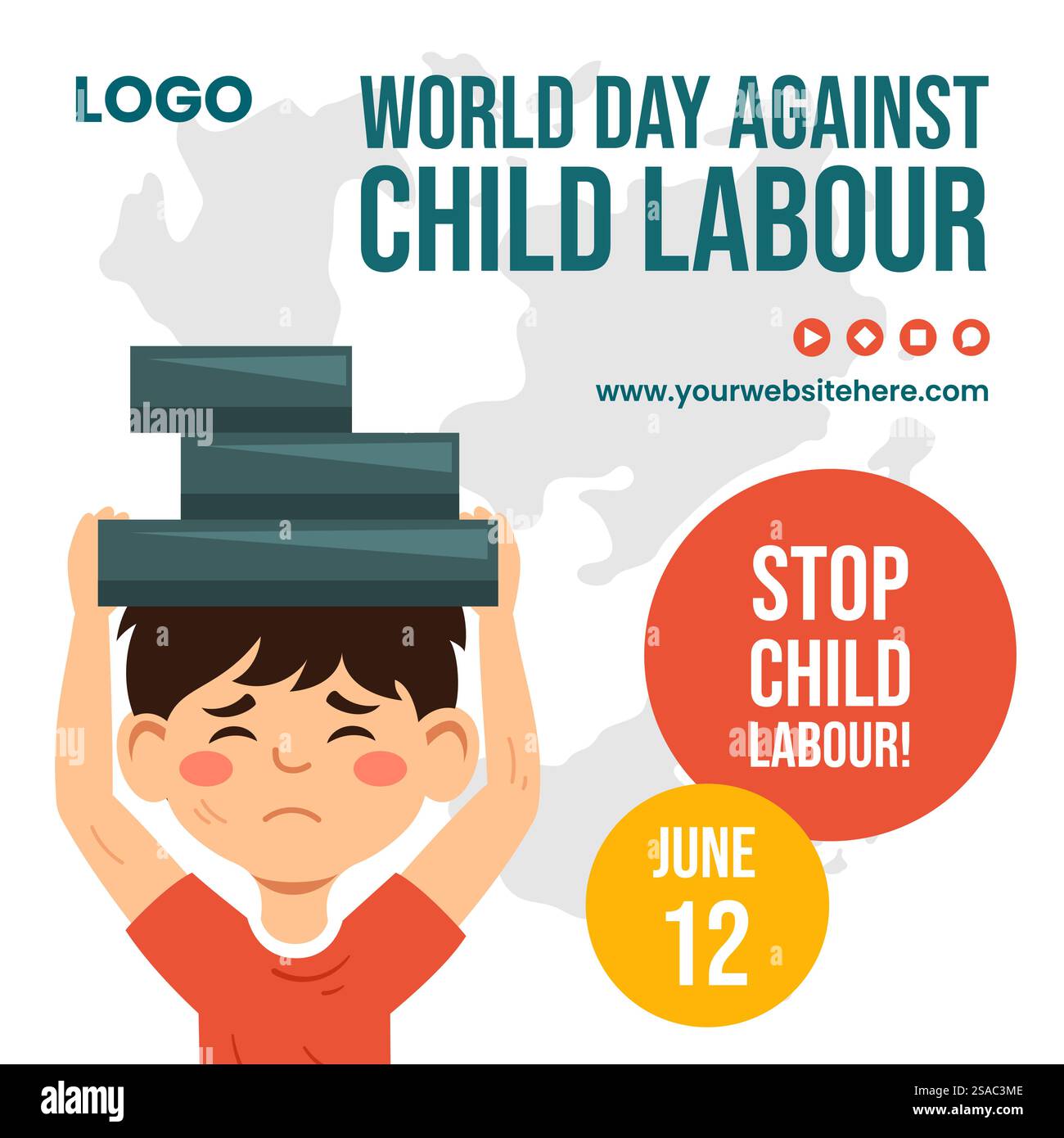 Against Child Labour Social Media Illustration Flat Cartoon Hand Drawn ...