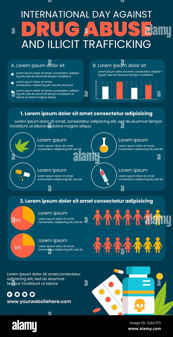 Drug Abuse and Trafficking Infographic Cartoon Templates Background ...