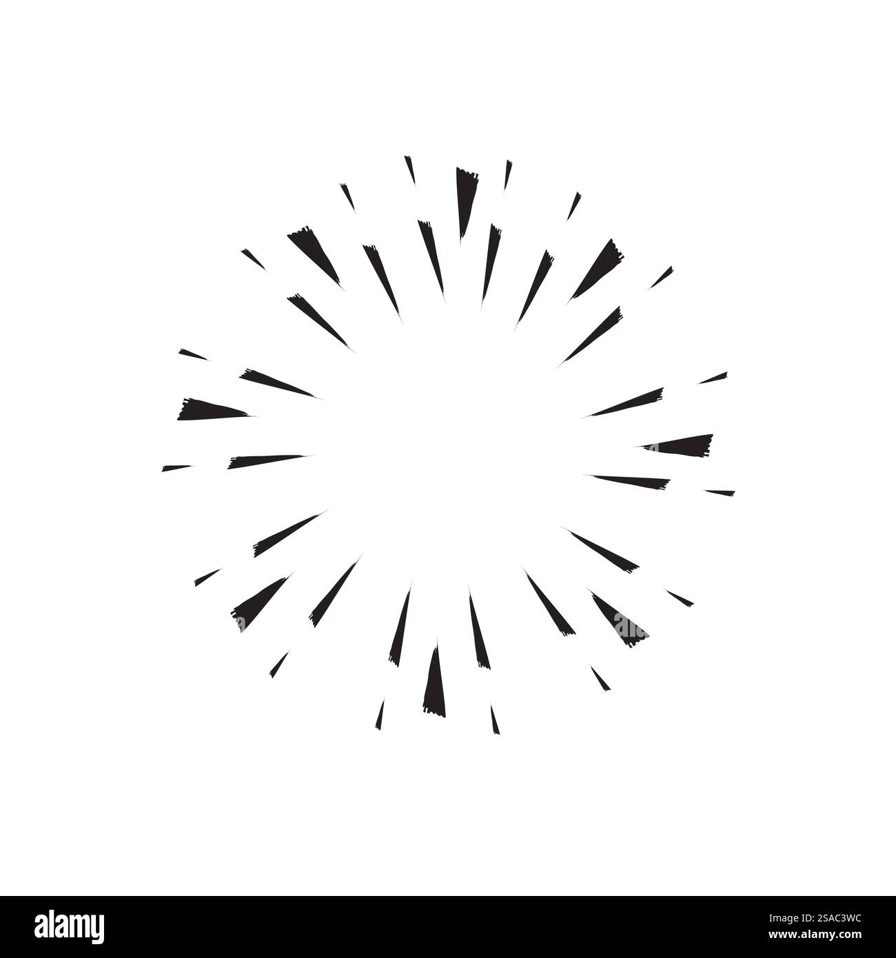 Sunburst silhouette shape. Circular burst icon. Grunge radial form. Vector explosive accent ...