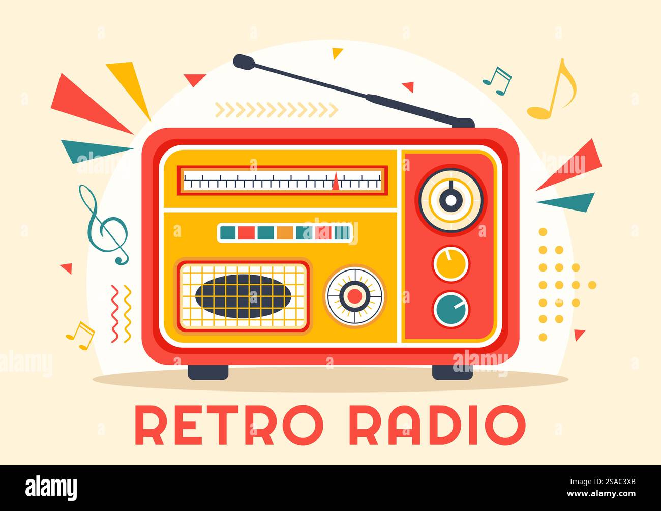 Retro Radio Vector Illustration with Player Style for Record, Old ...