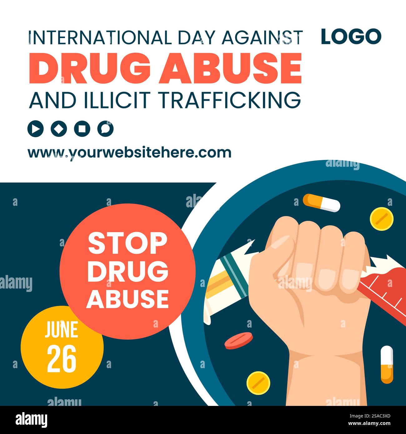 Drug Abuse and Trafficking Social Media Illustration Flat Cartoon Hand ...