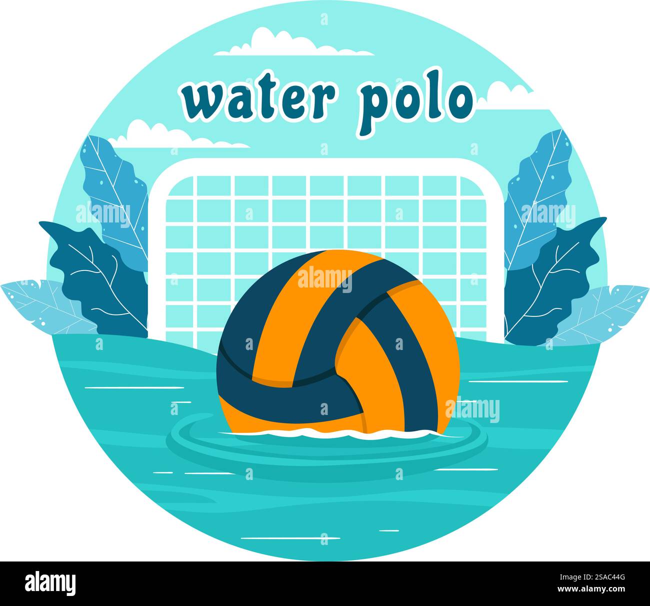 Water Polo Sport Vector Illustration with Player Playing to Throw the ...