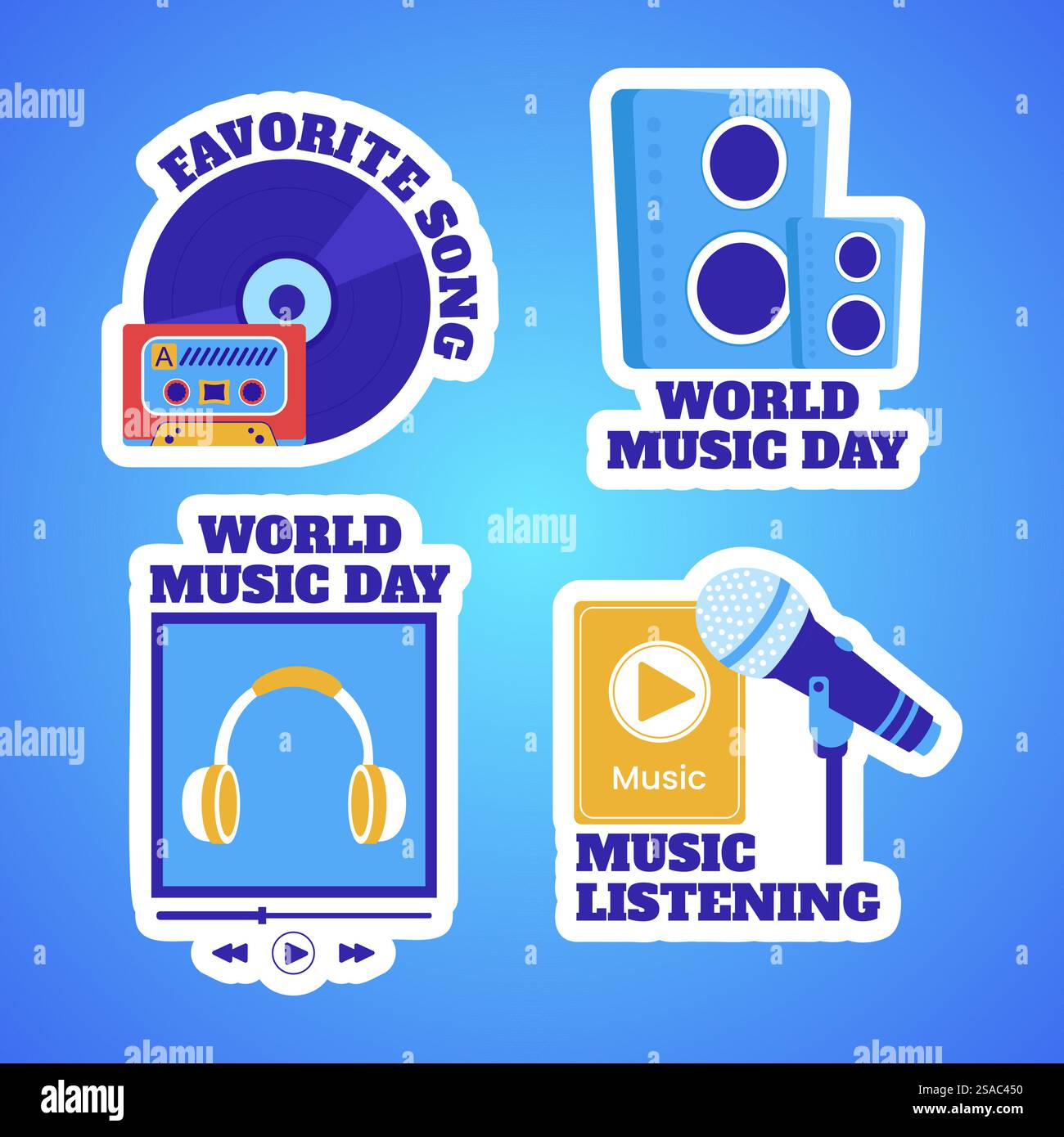 Music Day Label Flat Cartoon Hand Drawn Templates Background ...