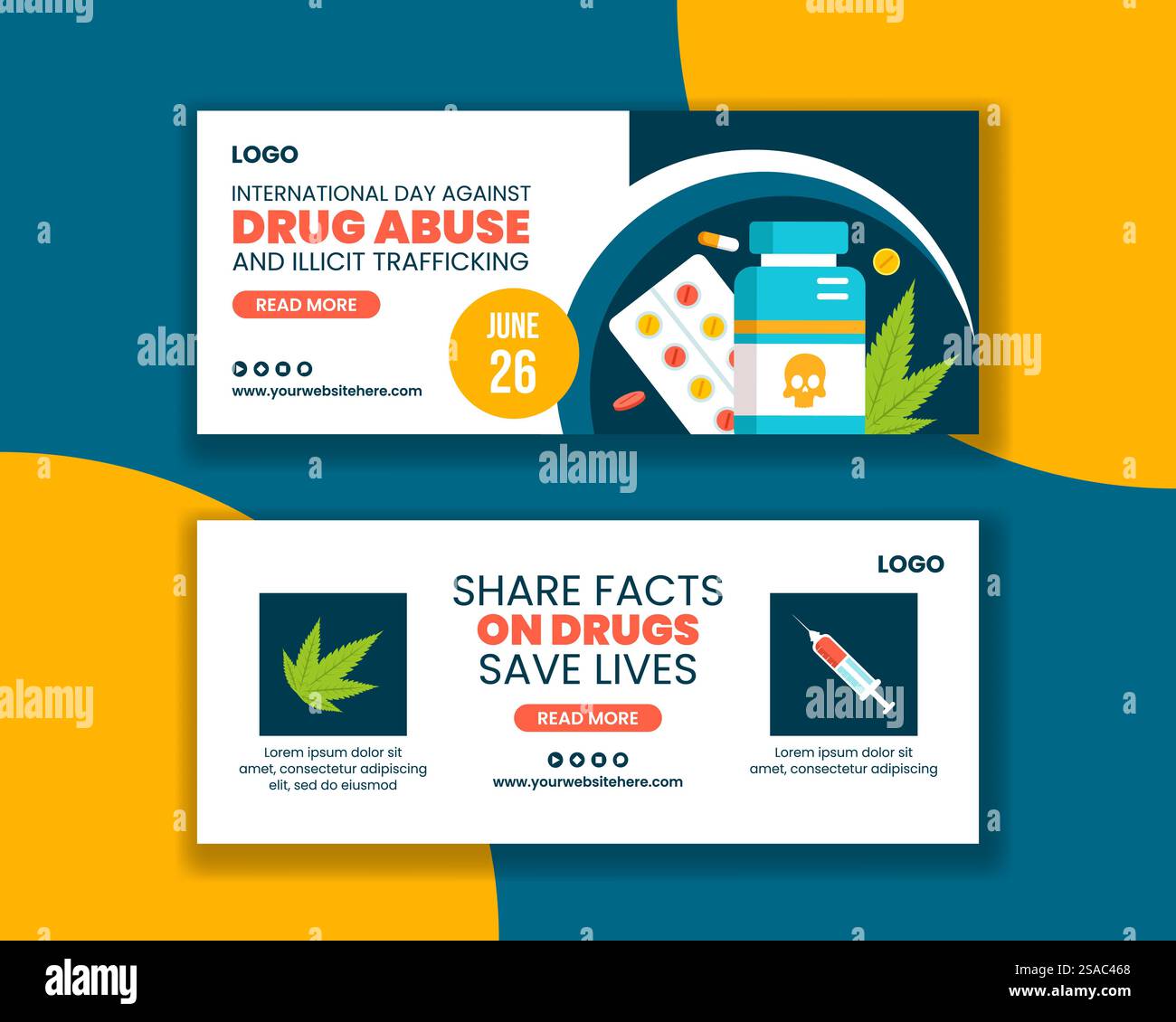 Drug Abuse and Trafficking Horizontal Banner Cartoon Hand Drawn ...