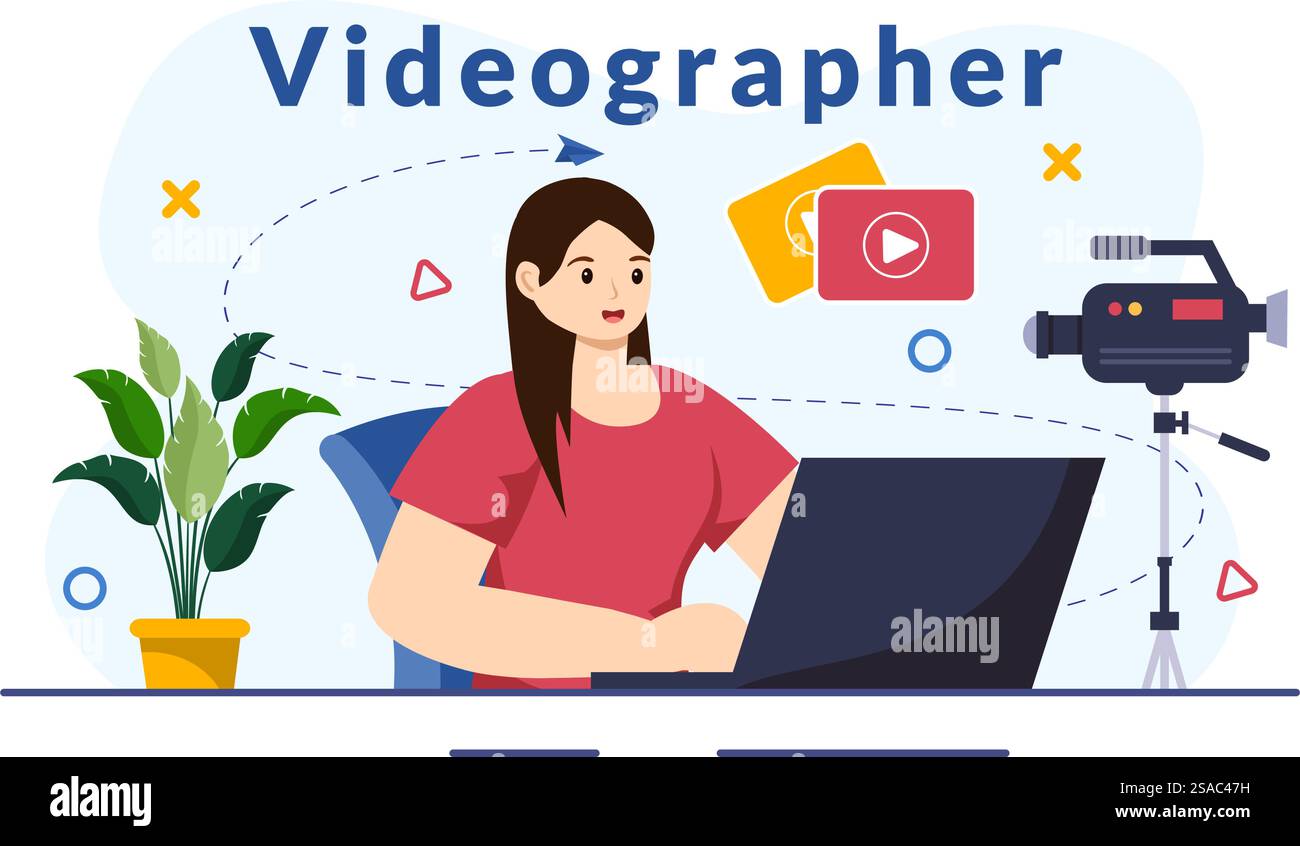 Videographer Services Vector Illustration with Record Video Production ...