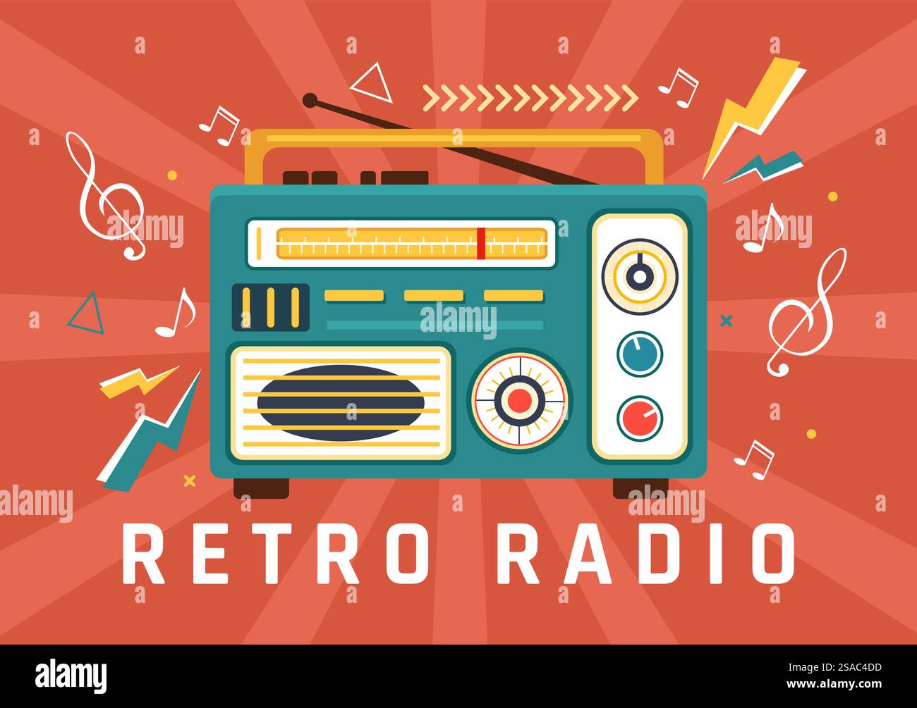 Retro Radio Vector Illustration with Player Style for Record, Old ...