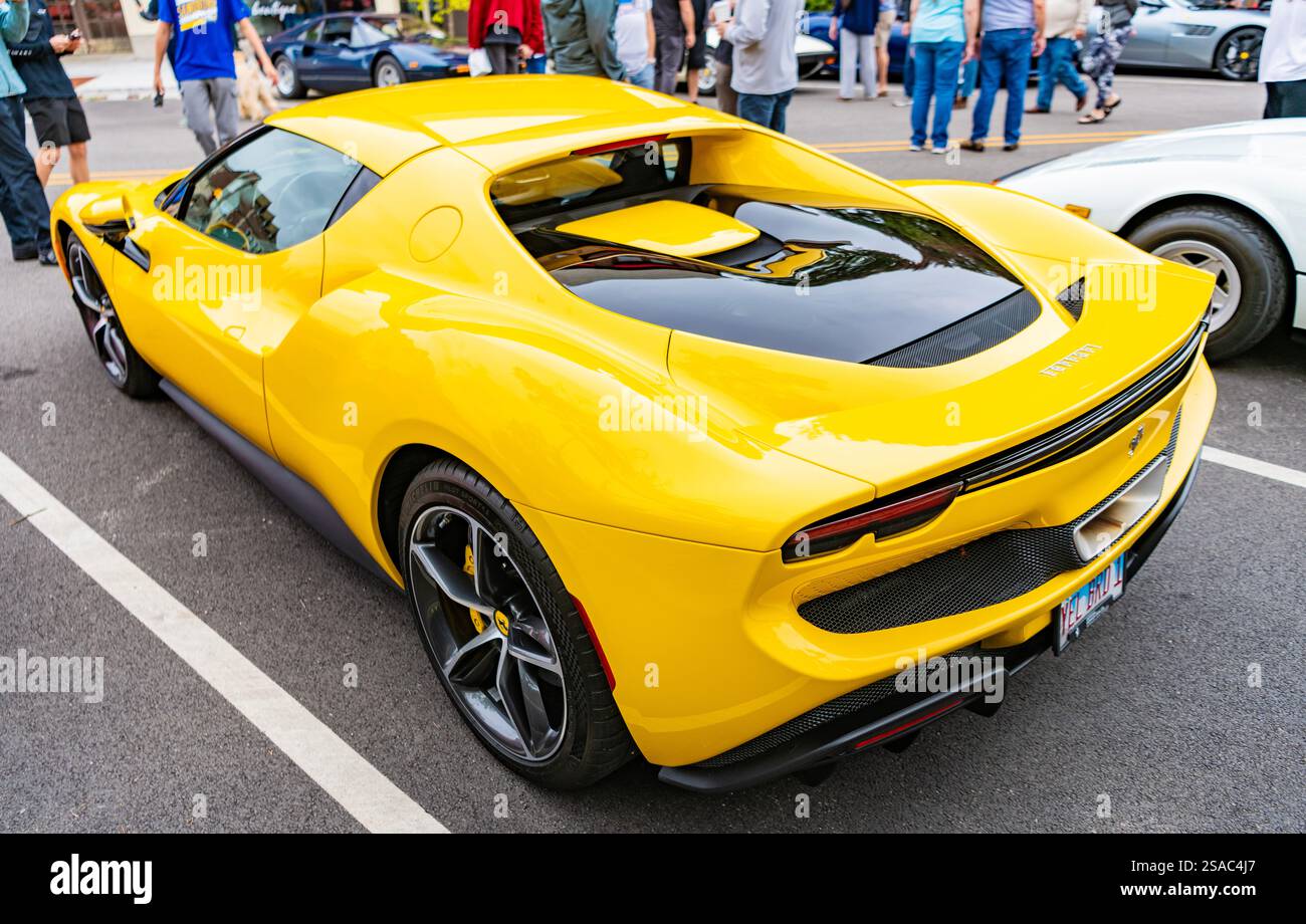 Chicago, Illinois - September 29, 2024: Ferrari 296 GTS or GTB yellow ...