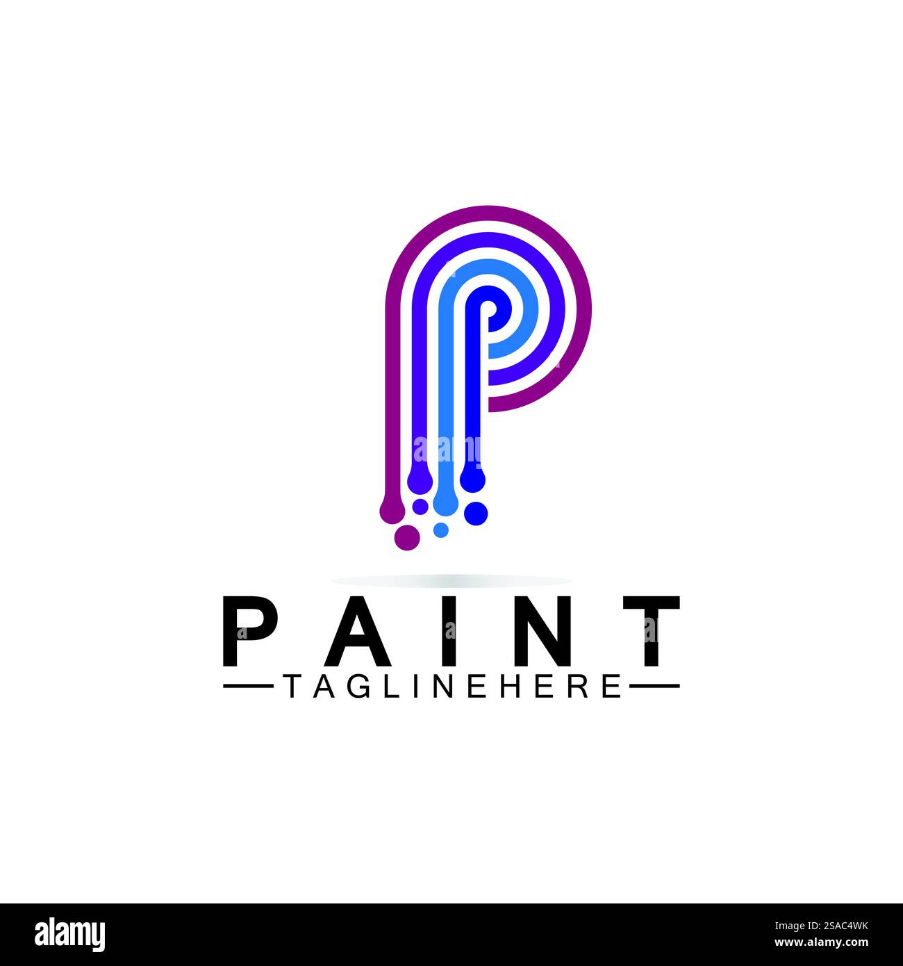 Letter P with brush icon for paint logo concept vector template Stock ...