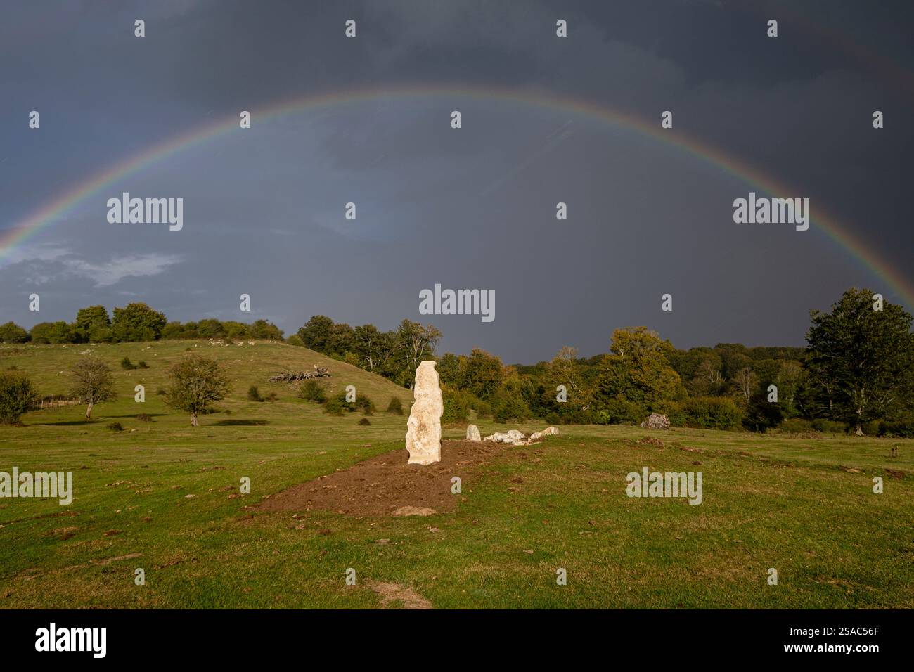 Rainbow over the Dolmen, Megalithic Park of Legaire, Campas de Legaire ...