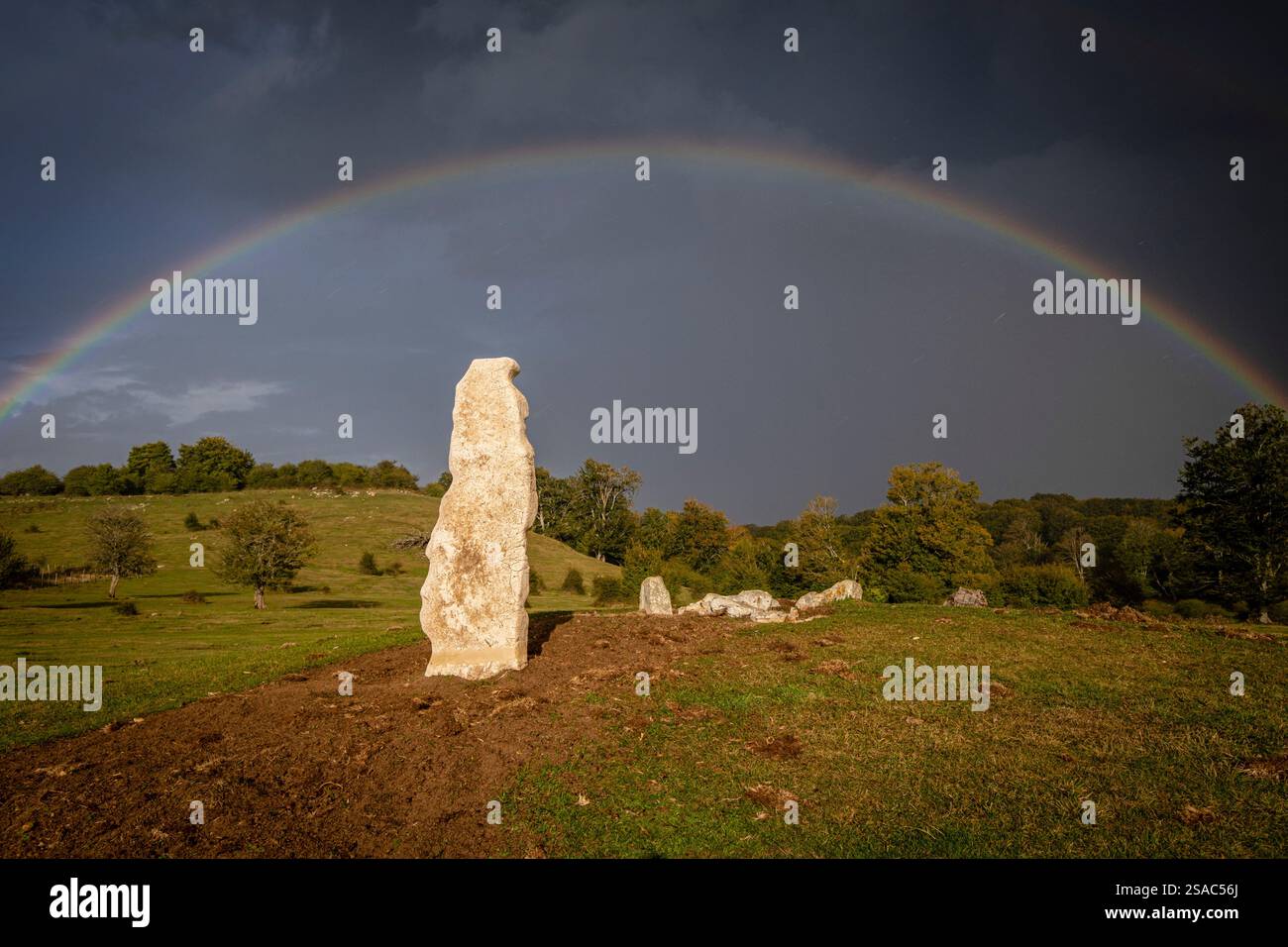 Rainbow over the Dolmen, Megalithic Park of Legaire, Campas de Legaire ...