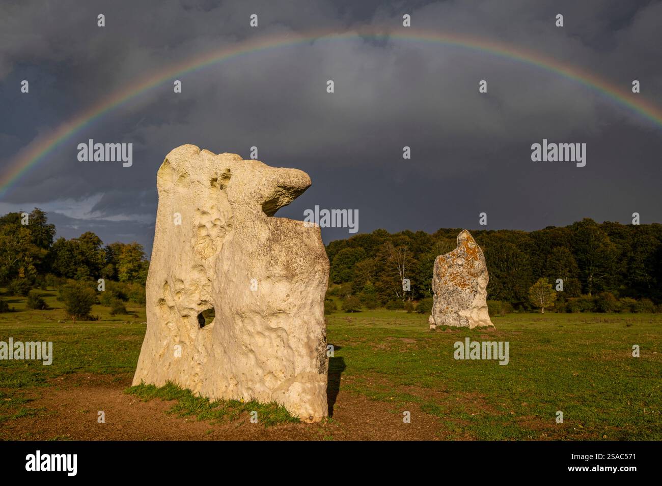 Rainbow over the Dolmen, Megalithic Park of Legaire, Campas de Legaire ...