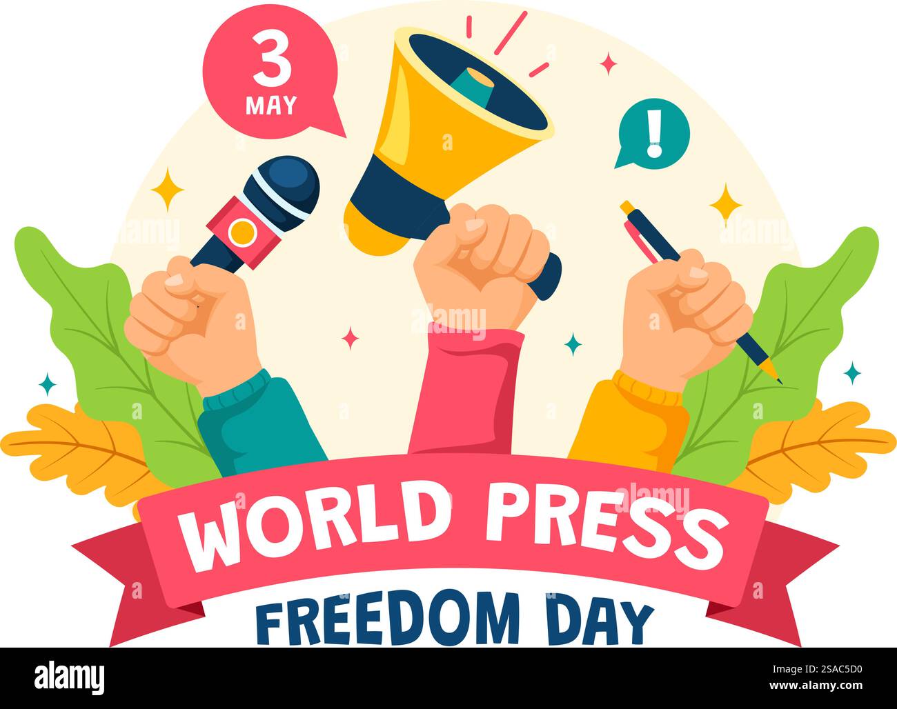 World Press Freedom Day Vector Illustration on May 3 with News Microphones and Newspaper to ...