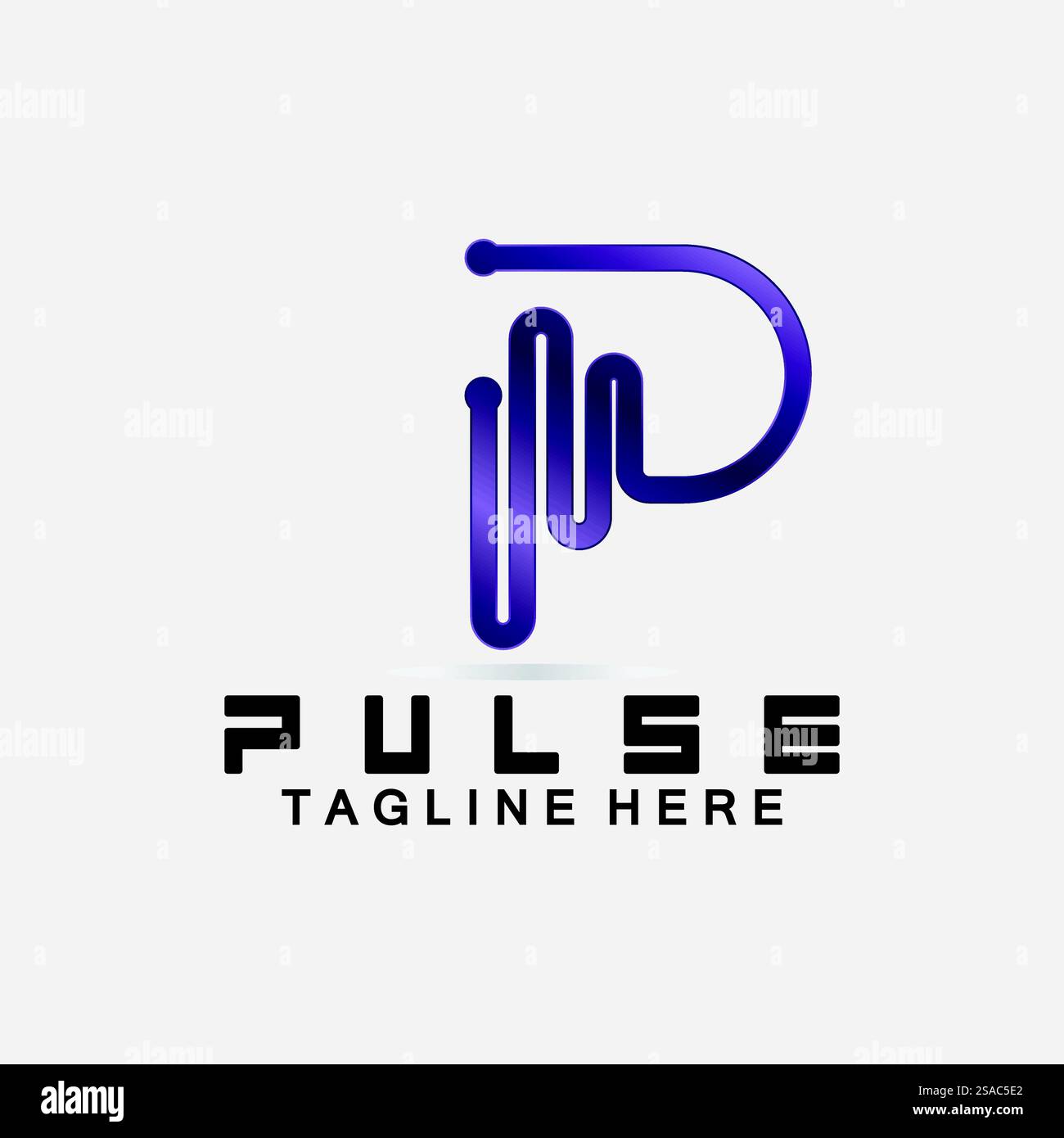 Letter P Pulse Line Logo Design vector illustration. design combining ...