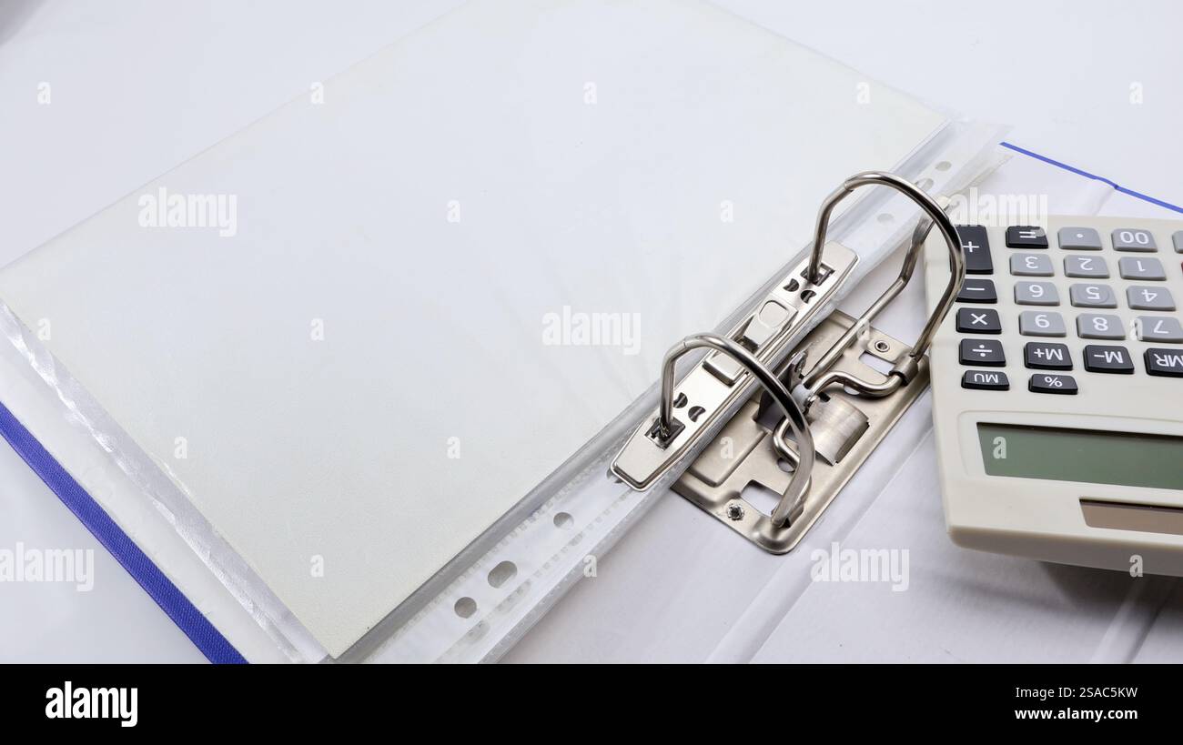 Binder for filing with blank page copy space Focus on first floor Stock ...