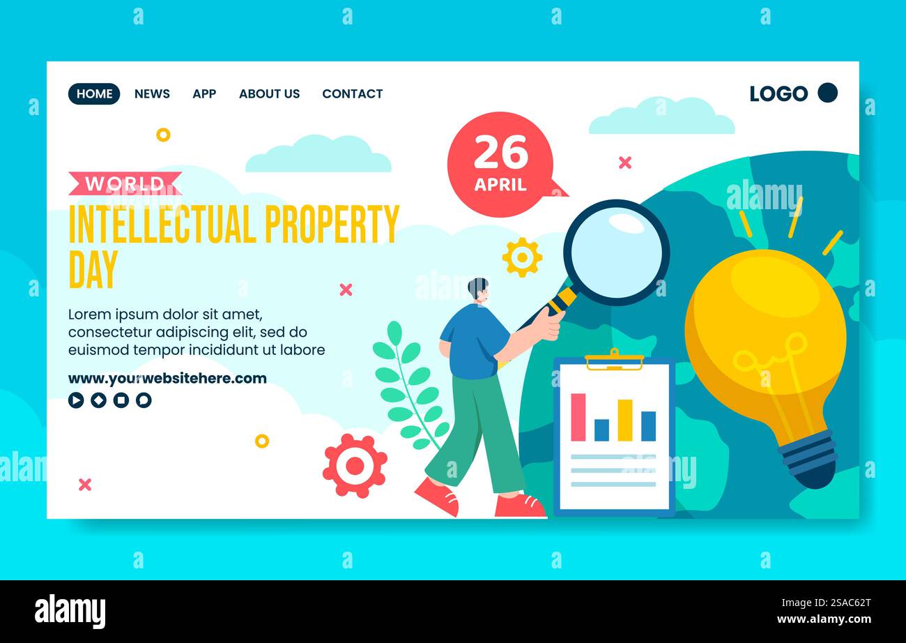 Intellectual Property Day Social Media Landing Page Cartoon Templates ...