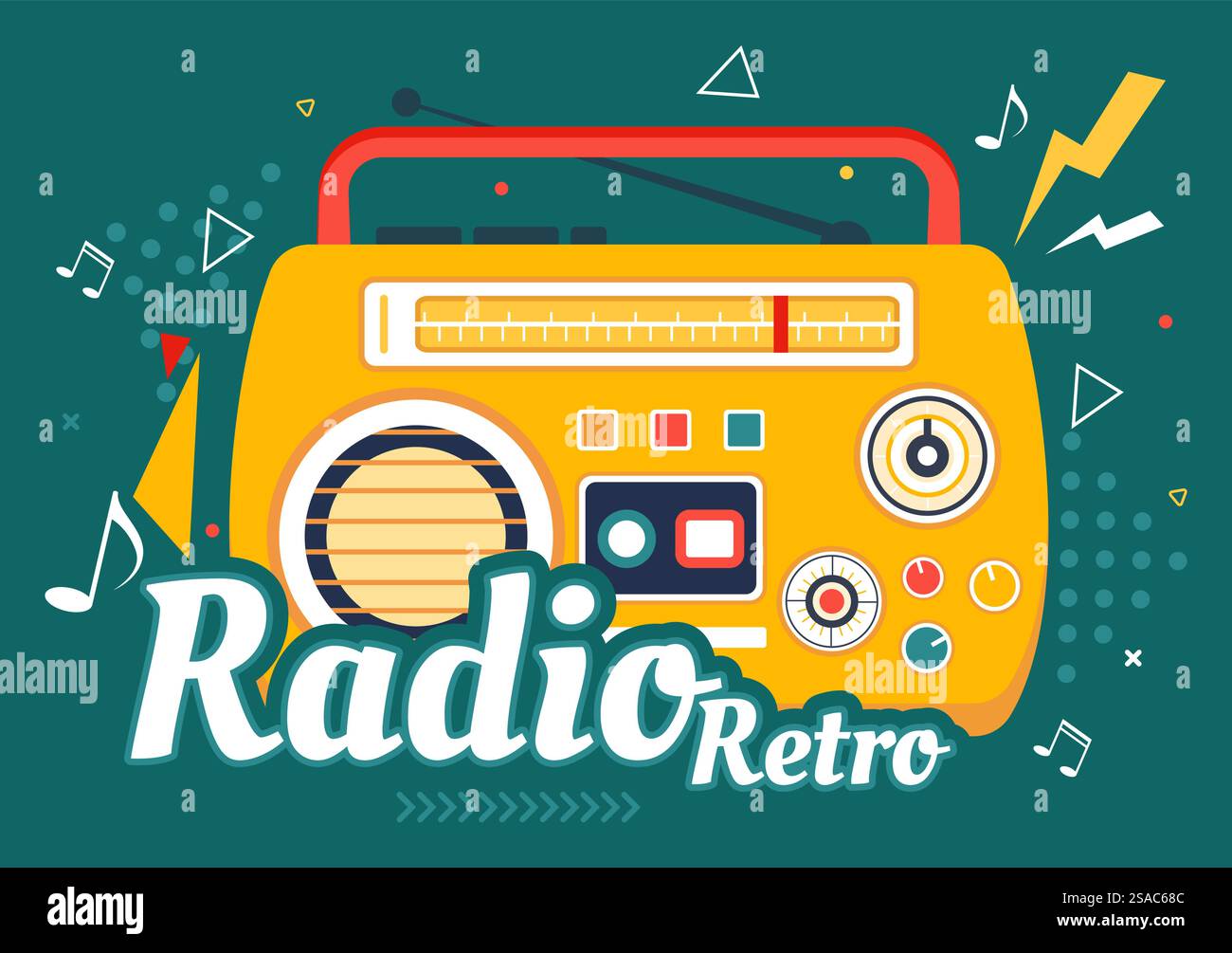 Retro Radio Vector Illustration with Player Style for Record, Old ...