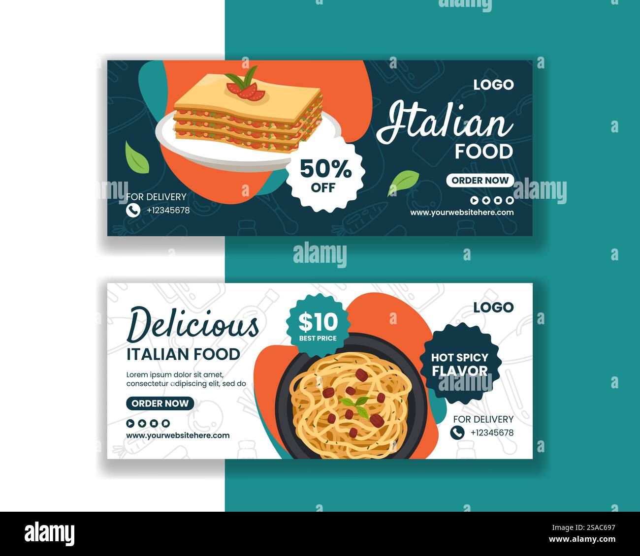 Vector cartoon bakery web banner templates illustration Stock Vector ...