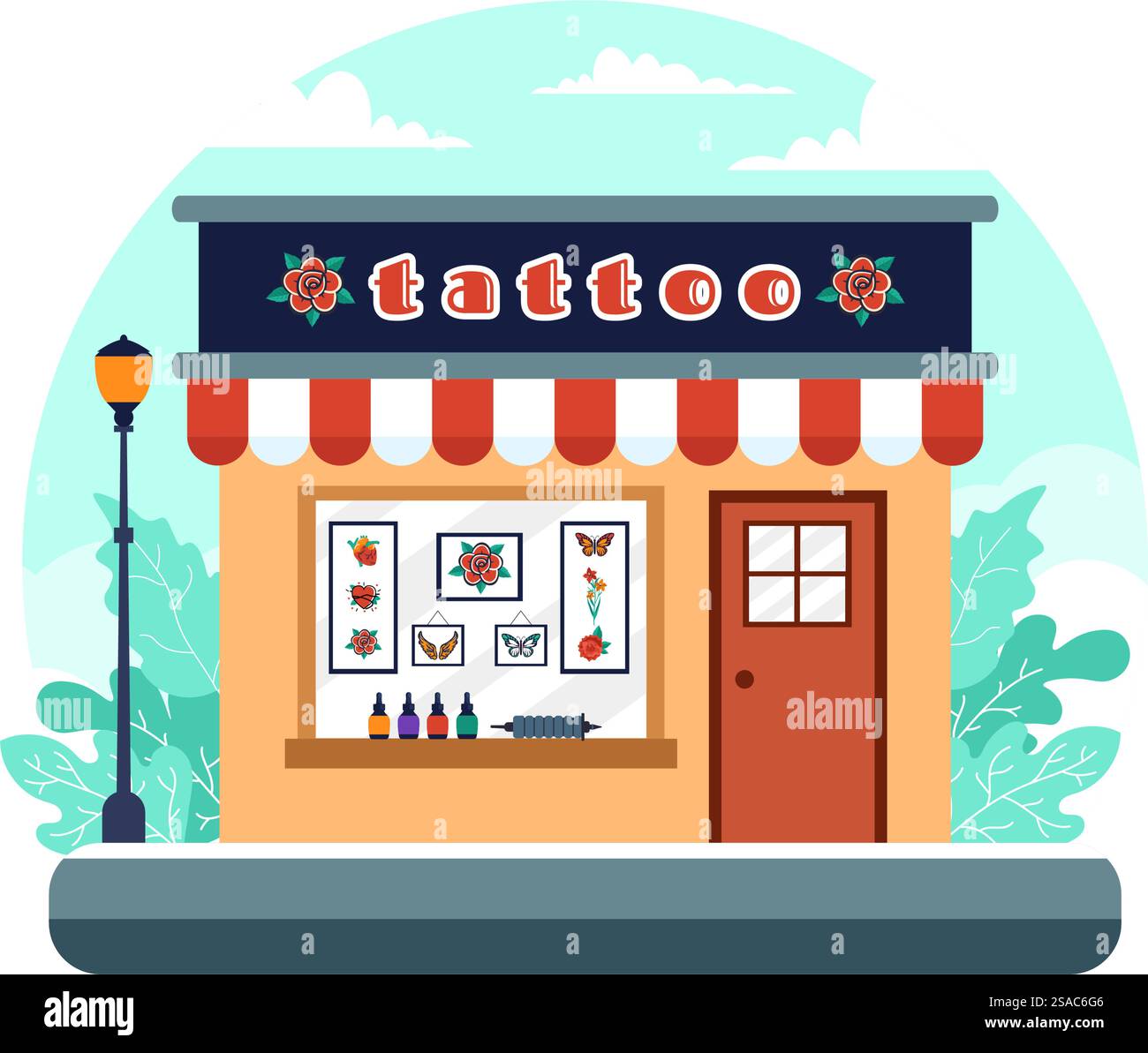 Tattoo Salon Vector Illustration of Tattooist from Designing, Drawing ...