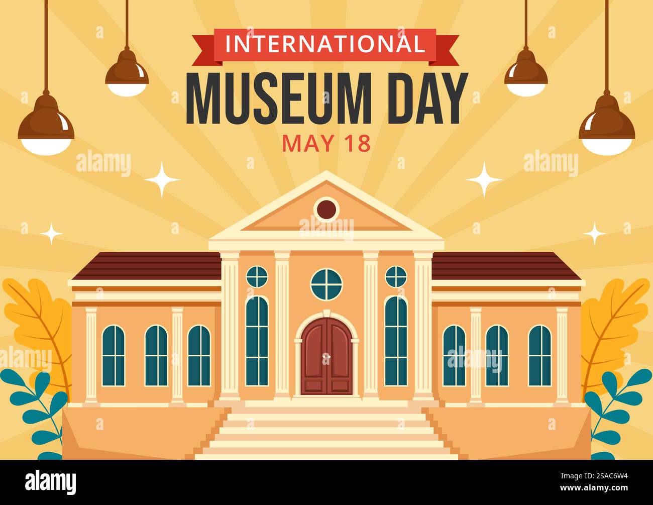 Museum Day Social Media Background Flat Cartoon Hand Drawn Templates ...