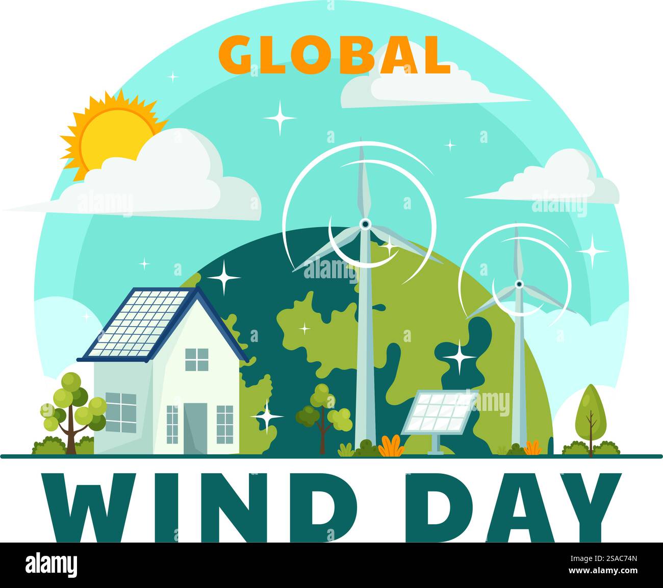 Global Wind Day Vector Illustration on June 15 with Earth Globe and ...