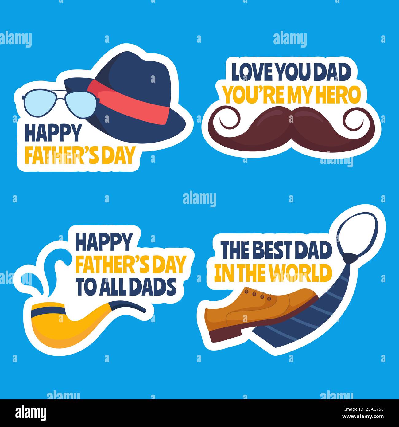 Father Day Label Flat Cartoon Hand Drawn Templates Background ...