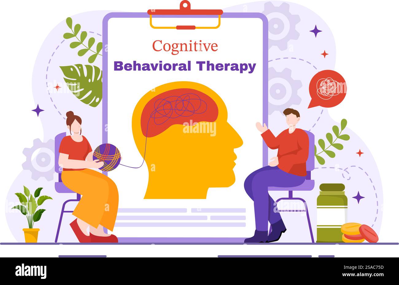 CBT or Cognitive Behavioural Therapy Vector Illustration with Person Manage their Problems ...