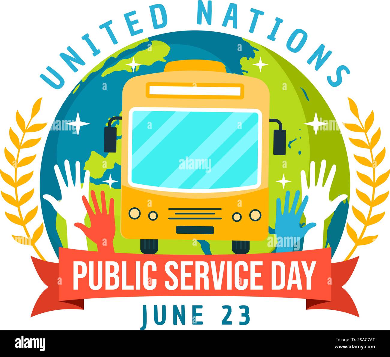 United Nations Public Service Day Vector Illustration with Publics ...