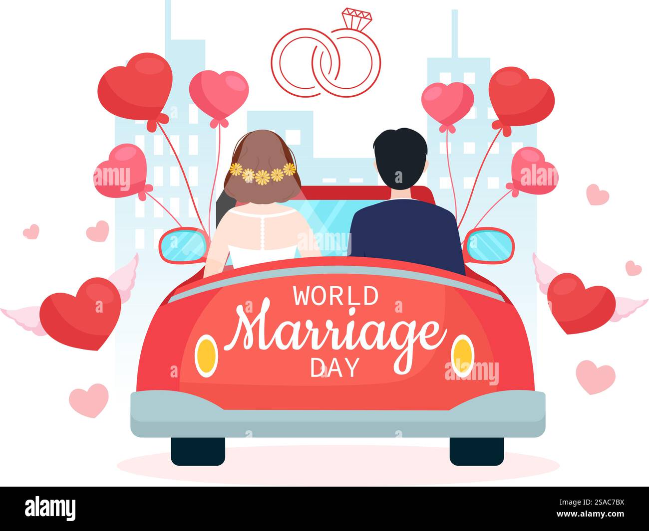 World Marriage Day Vector Illustration on February 12 with Ring of Love ...