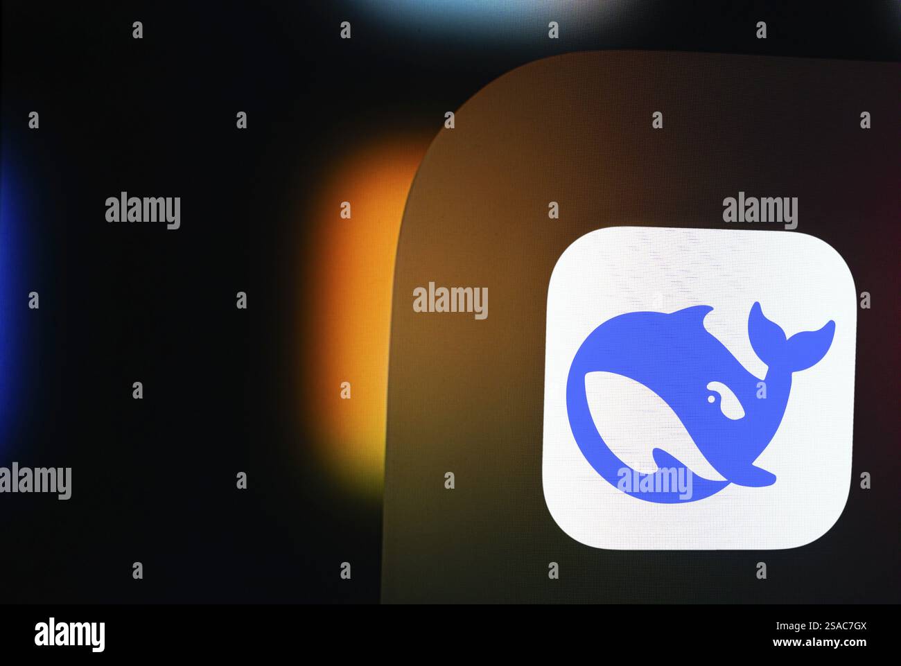 A close up of an iPad screen displaying the Deepseek Ai app icon Stock ...