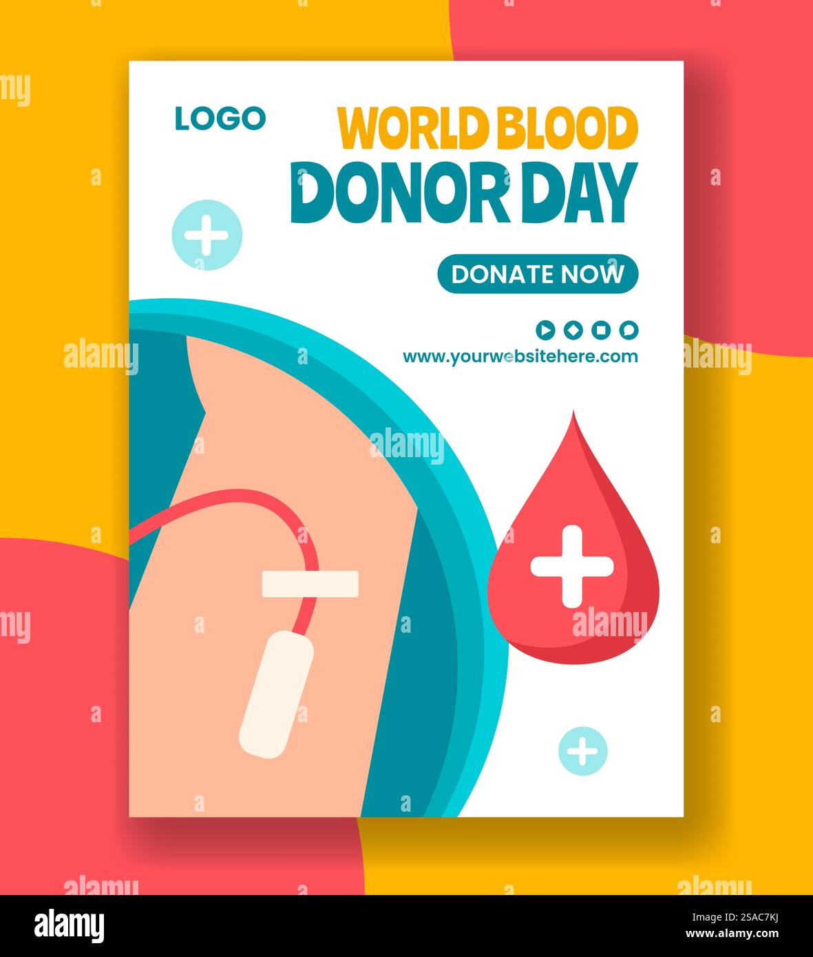 Blood Donor Day Vertical Poster Flat Cartoon Hand Drawn Templates ...