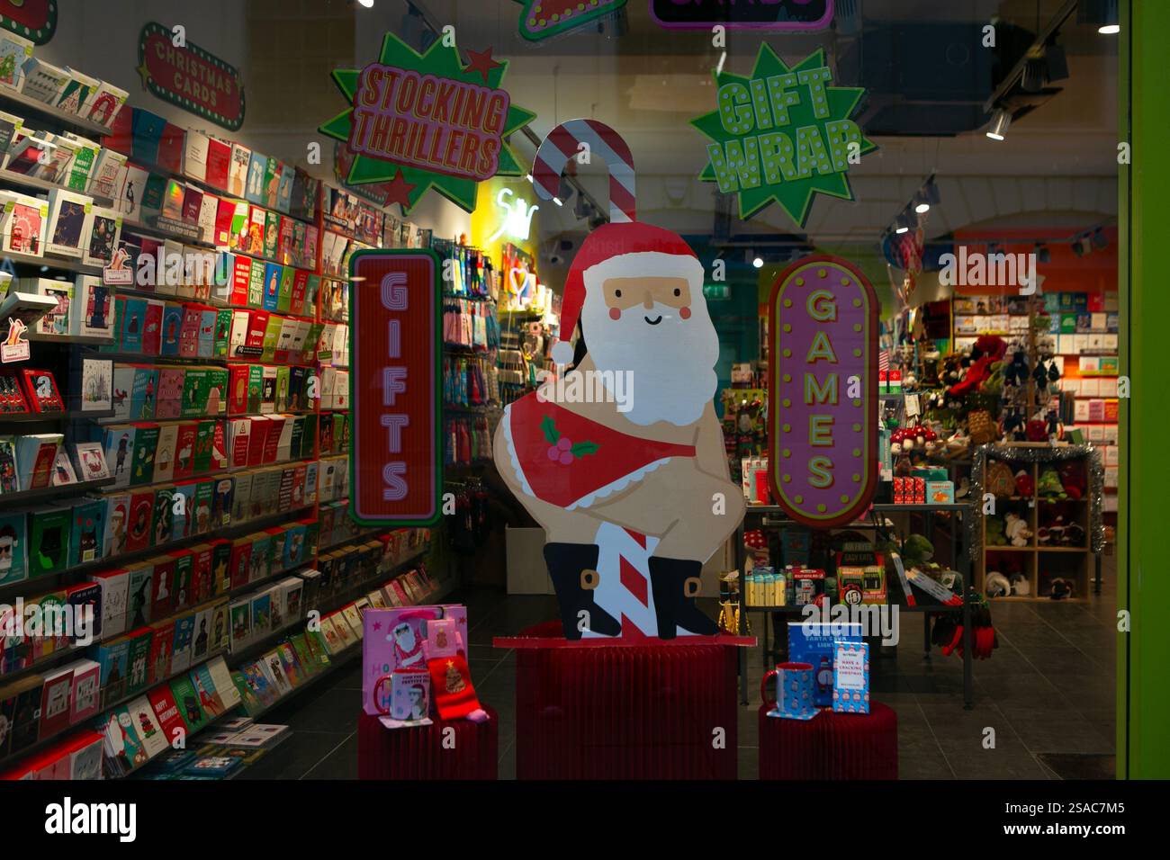 A Christmas card shop window display in Leeds city centre Stock Photo ...