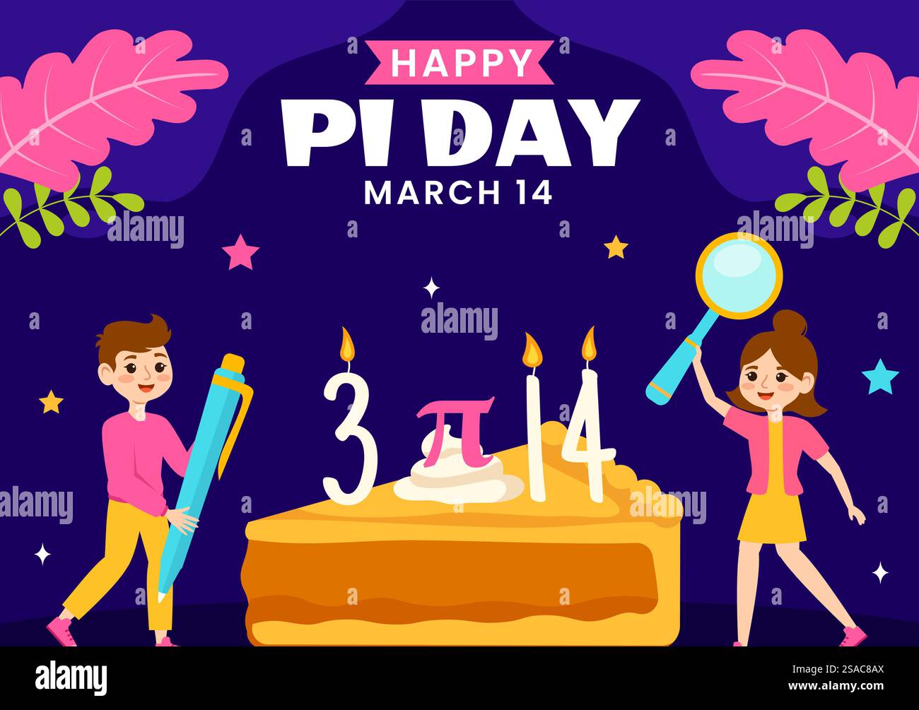 Pi Day Social Media Background Flat Cartoon Hand Drawn Templates ...