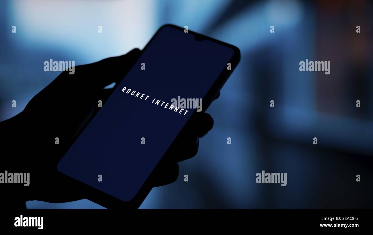 Rocker internet logo is displayed on smartphone. Rocket Internet SE is ...