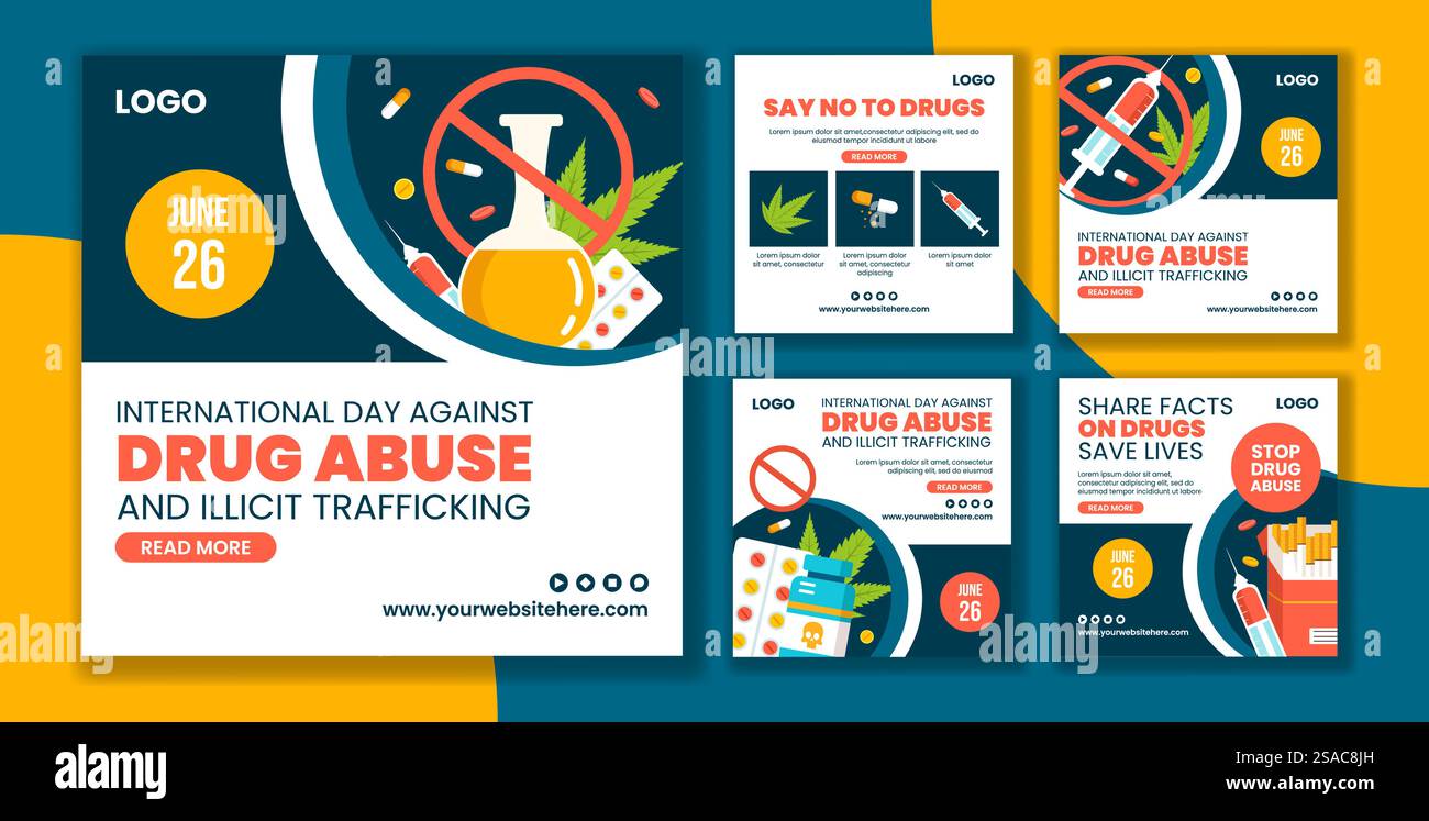 Drug Abuse and Trafficking Social Media Post Cartoon Hand Drawn ...