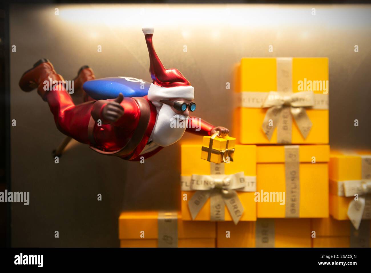 The Breitling swiss luxury watchmaker Christmas shop window display in ...