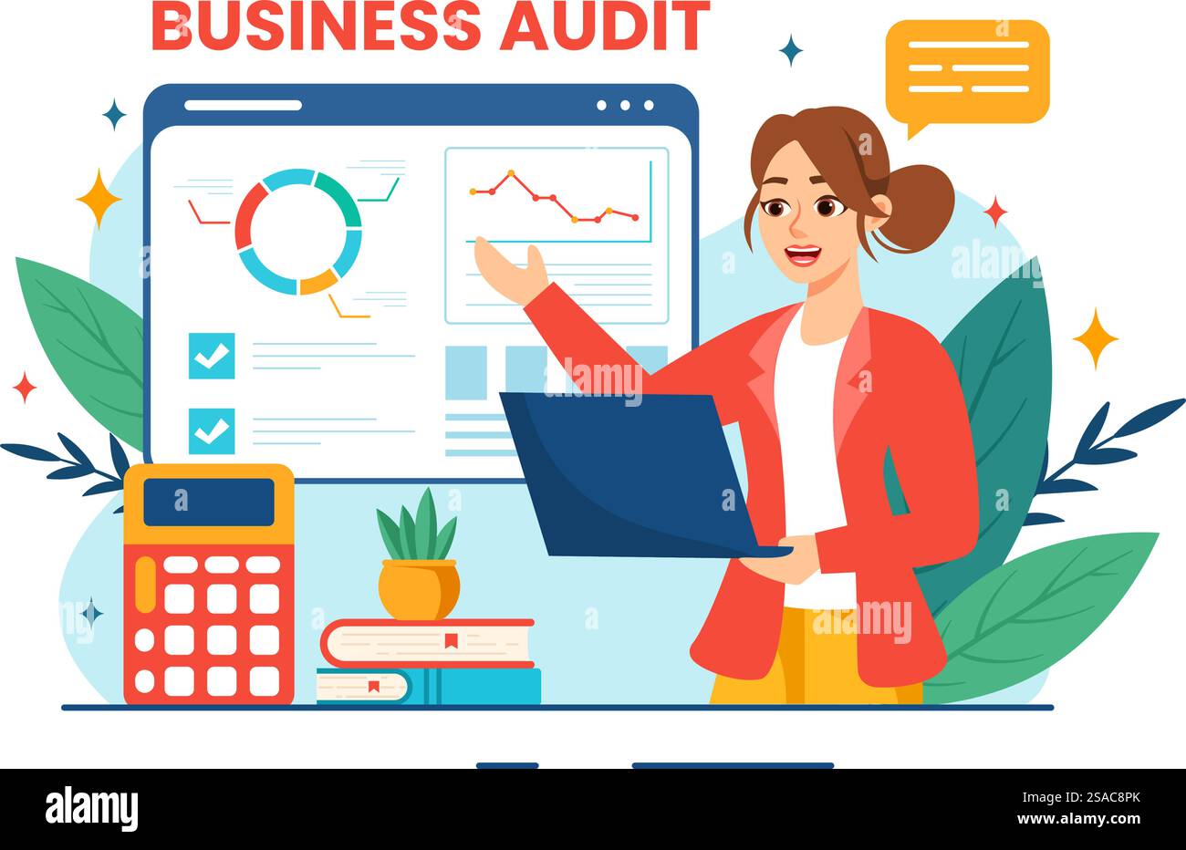 Business Audit Documents Vector Illustration with Charts, Accounting ...