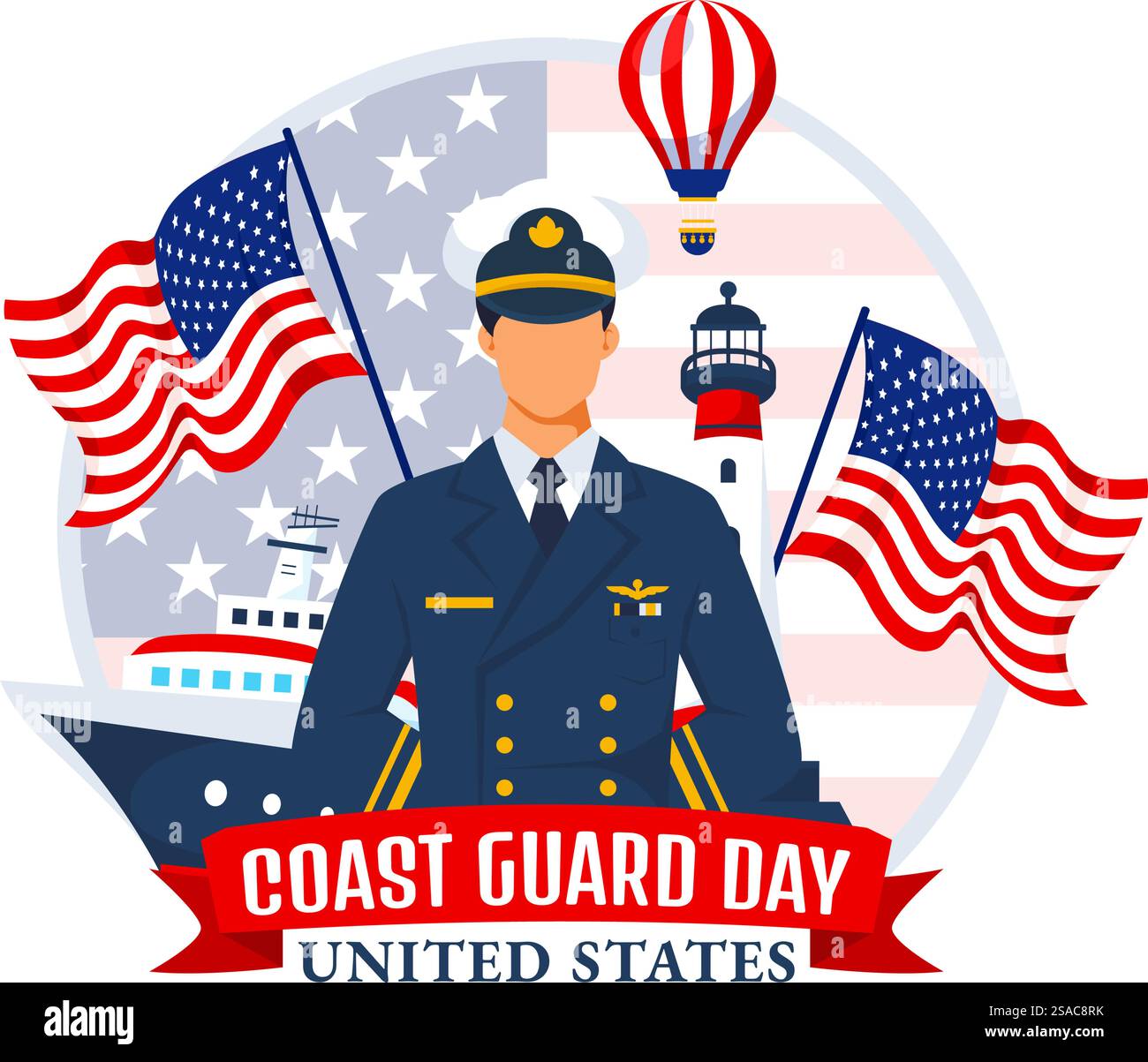 United States Coast Guard Day Vector Illustration on August 4 with ...