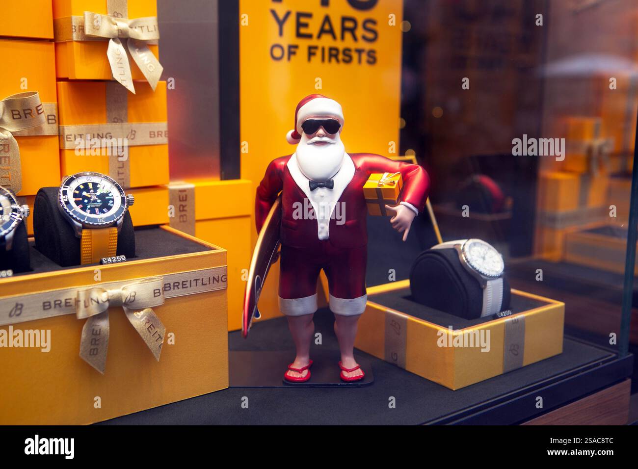 The Breitling swiss luxury watchmaker Christmas shop window display in ...