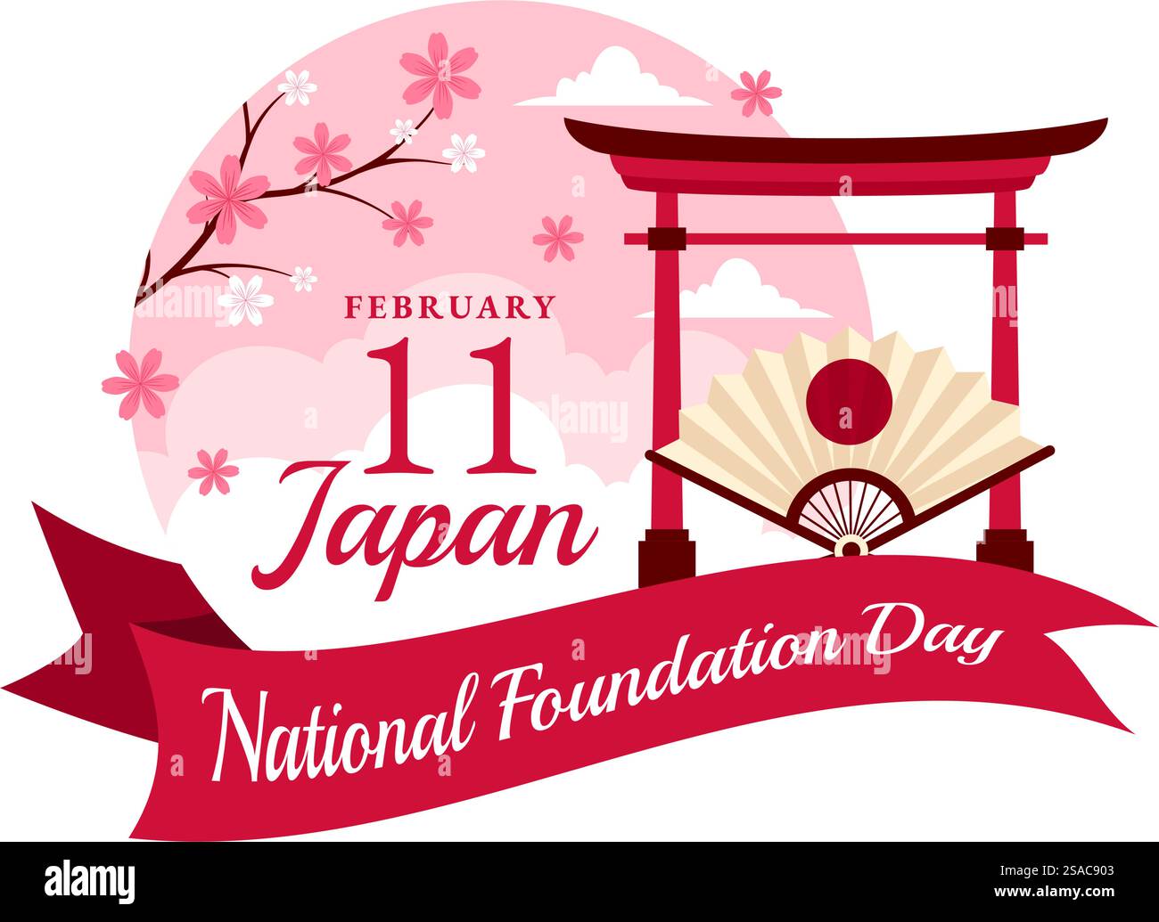 Happy Japan National Foundation Day Vector Illustration on February 11 ...