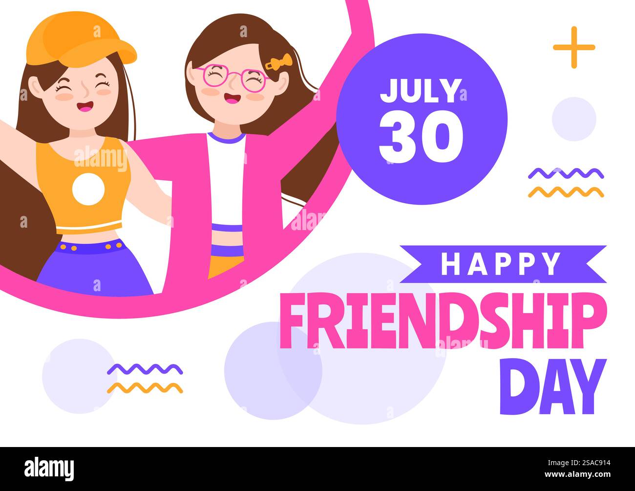 Friendship Day Social Media Background Flat Cartoon Hand Drawn ...