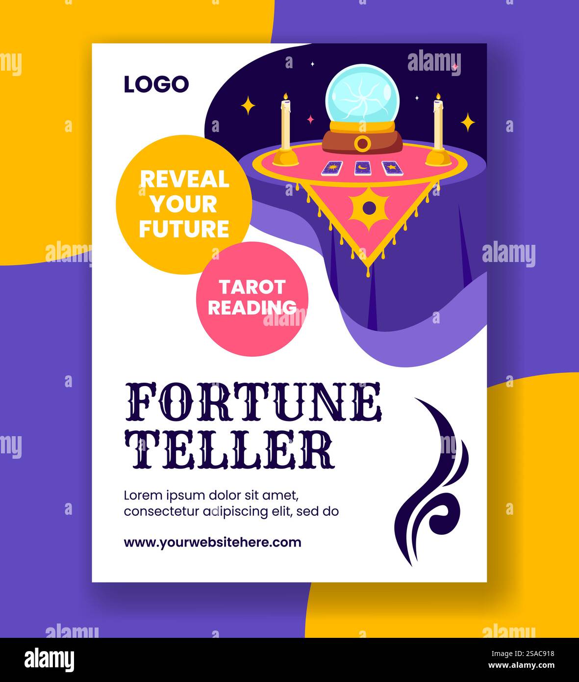 Fortune Teller Vertical Poster Flat Cartoon Hand Drawn Templates ...