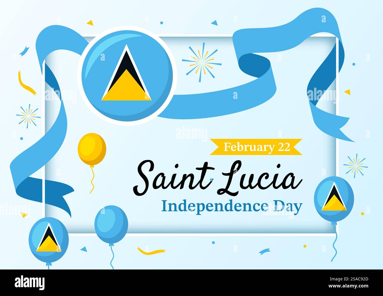 Saint Lucia Independence Day Vector Illustration on February 22 with ...