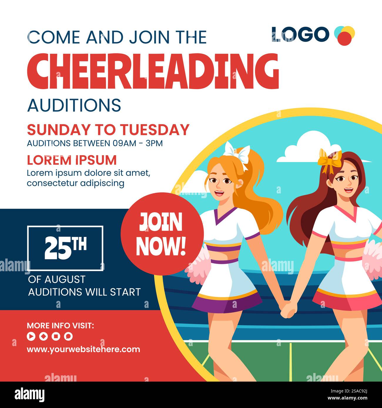 Cheerleading Social Media Background Illustration Flat Cartoon Hand ...