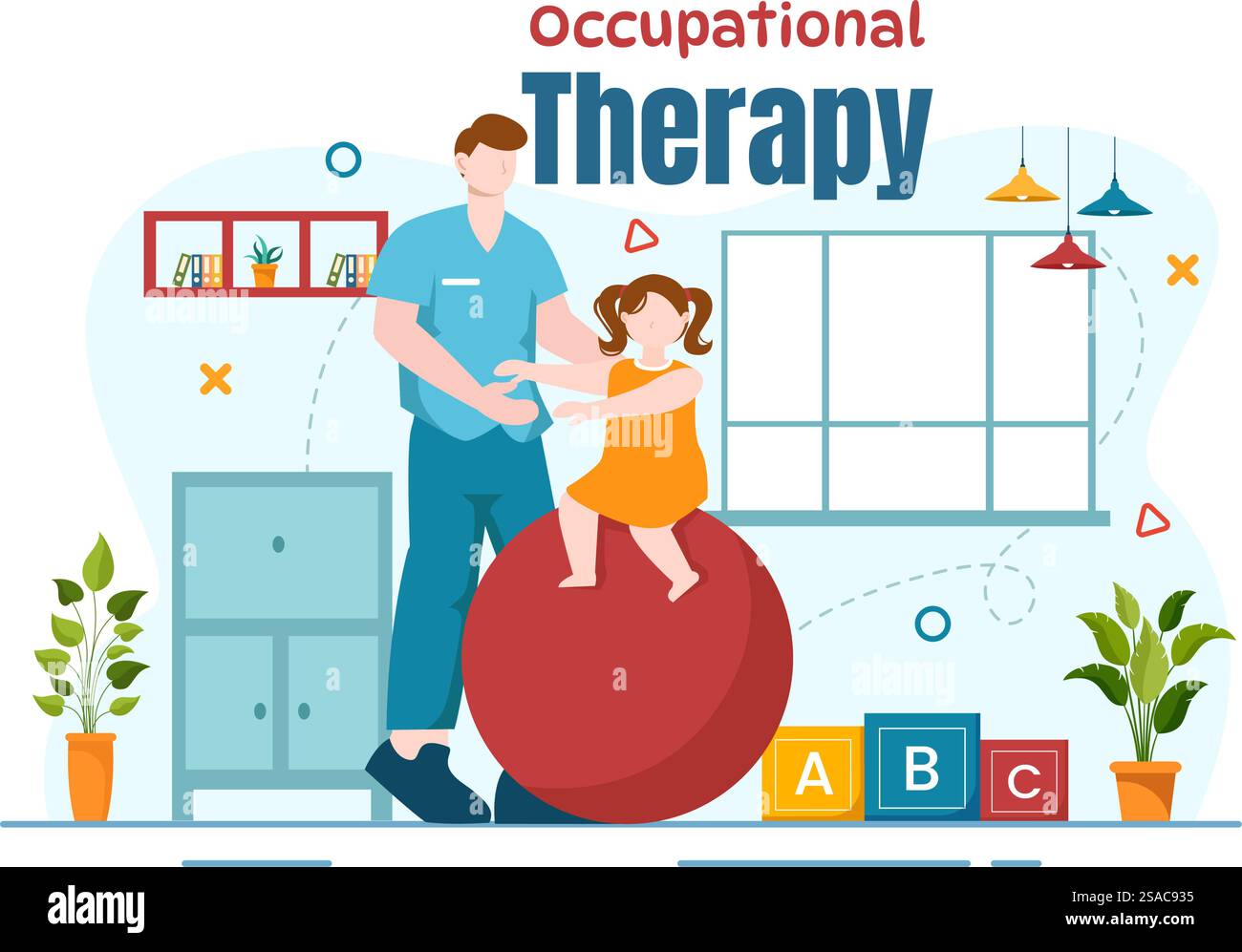 Occupational Therapy Vector Illustration with Treatment Session on ...
