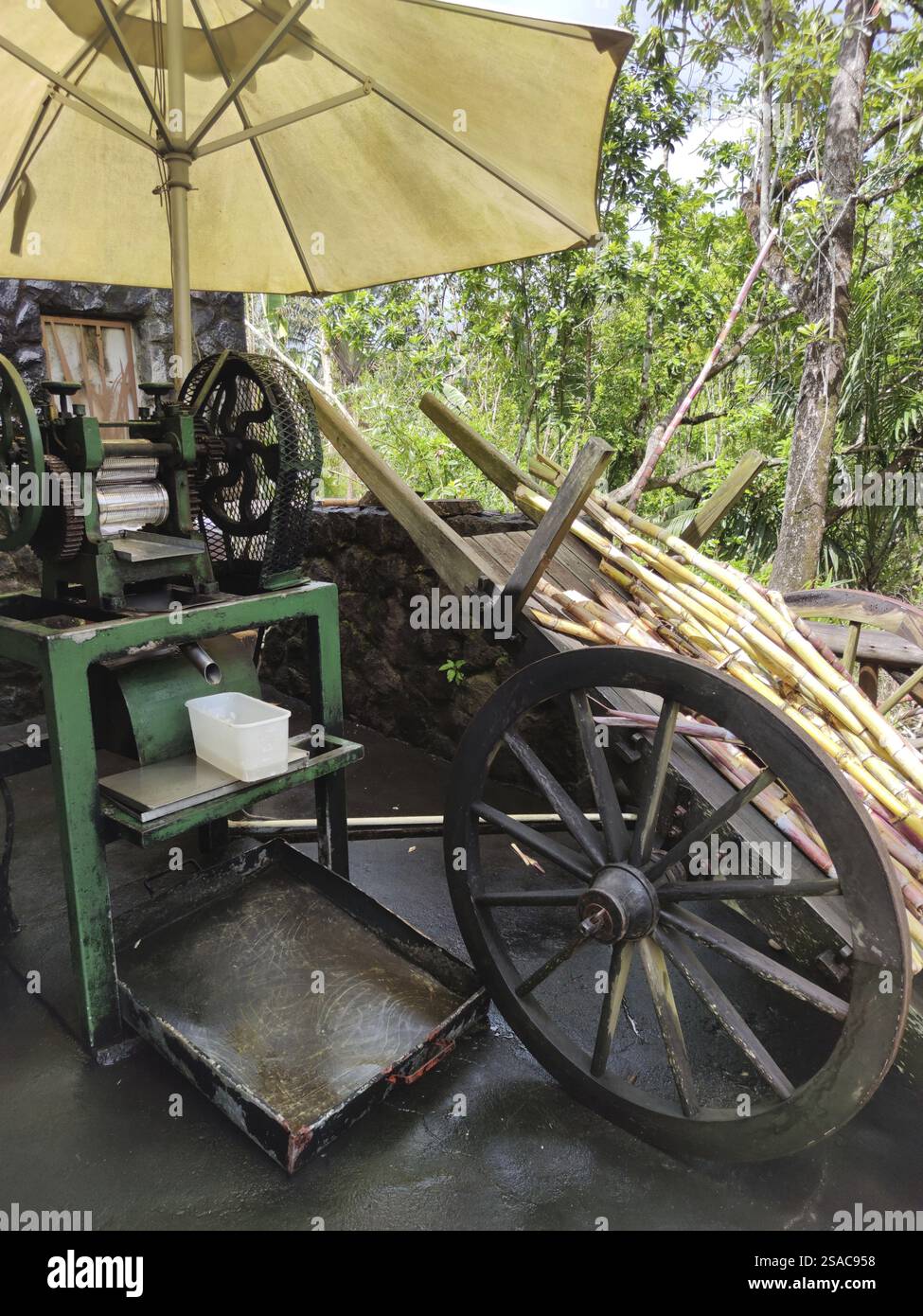 Old sugar cane press, Mauritius, Africa Stock Photo - Alamy