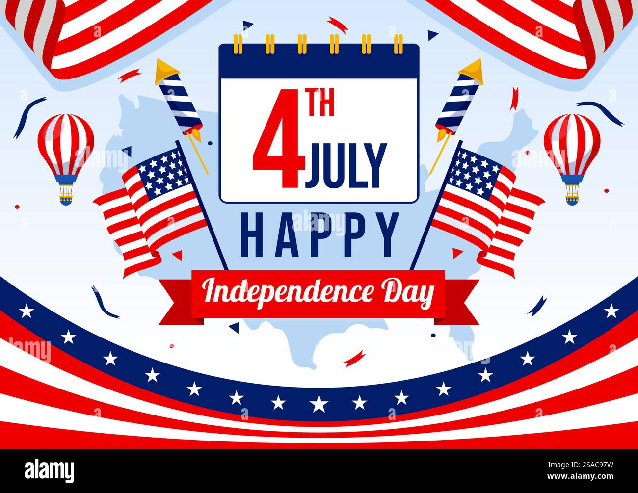 4th of July Happy Independence Day USA Vector Illustration with ...