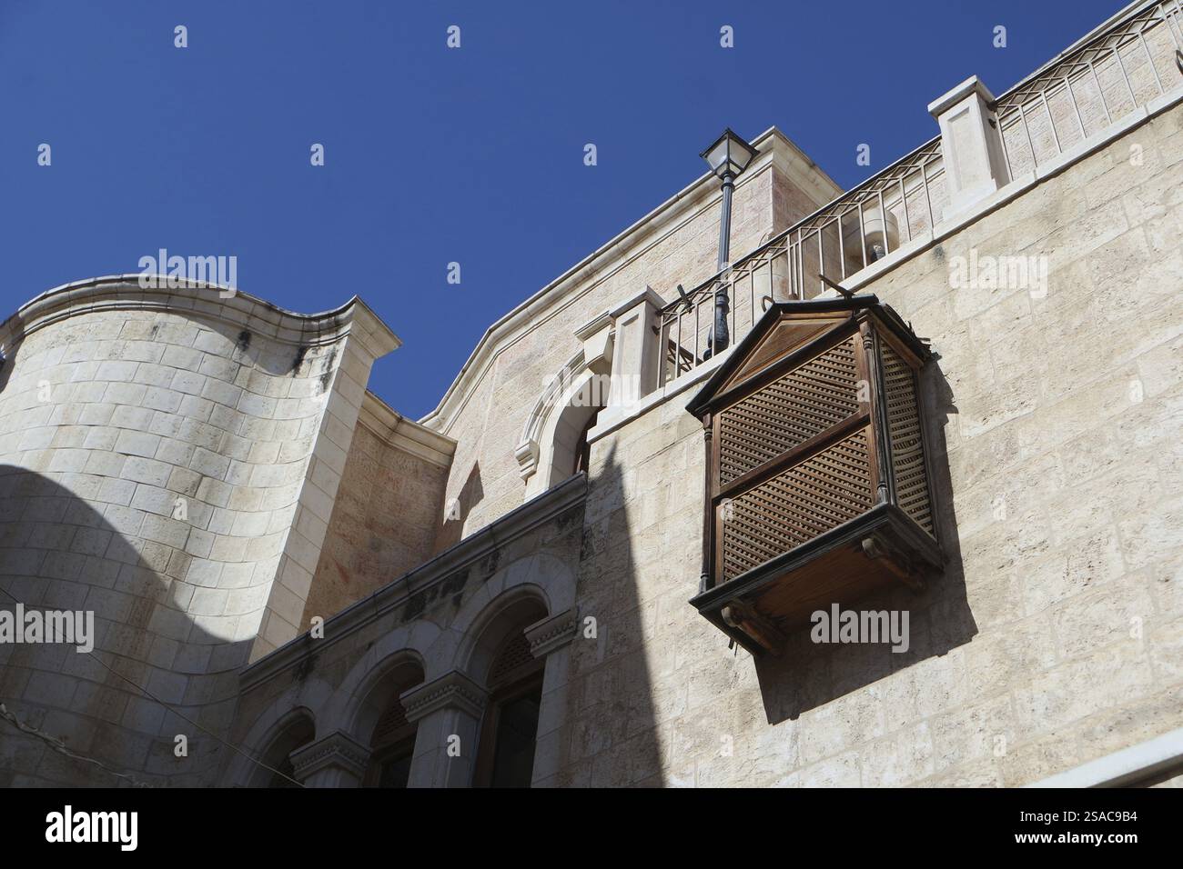 Building with bay window, Jerusalem Stock Photo - Alamy